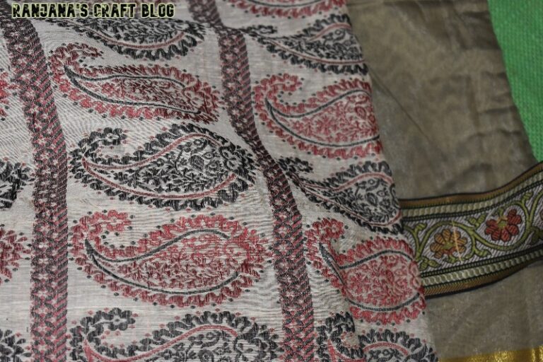 Saree design with thread border and block printing - Ranjana's Craft Blog
