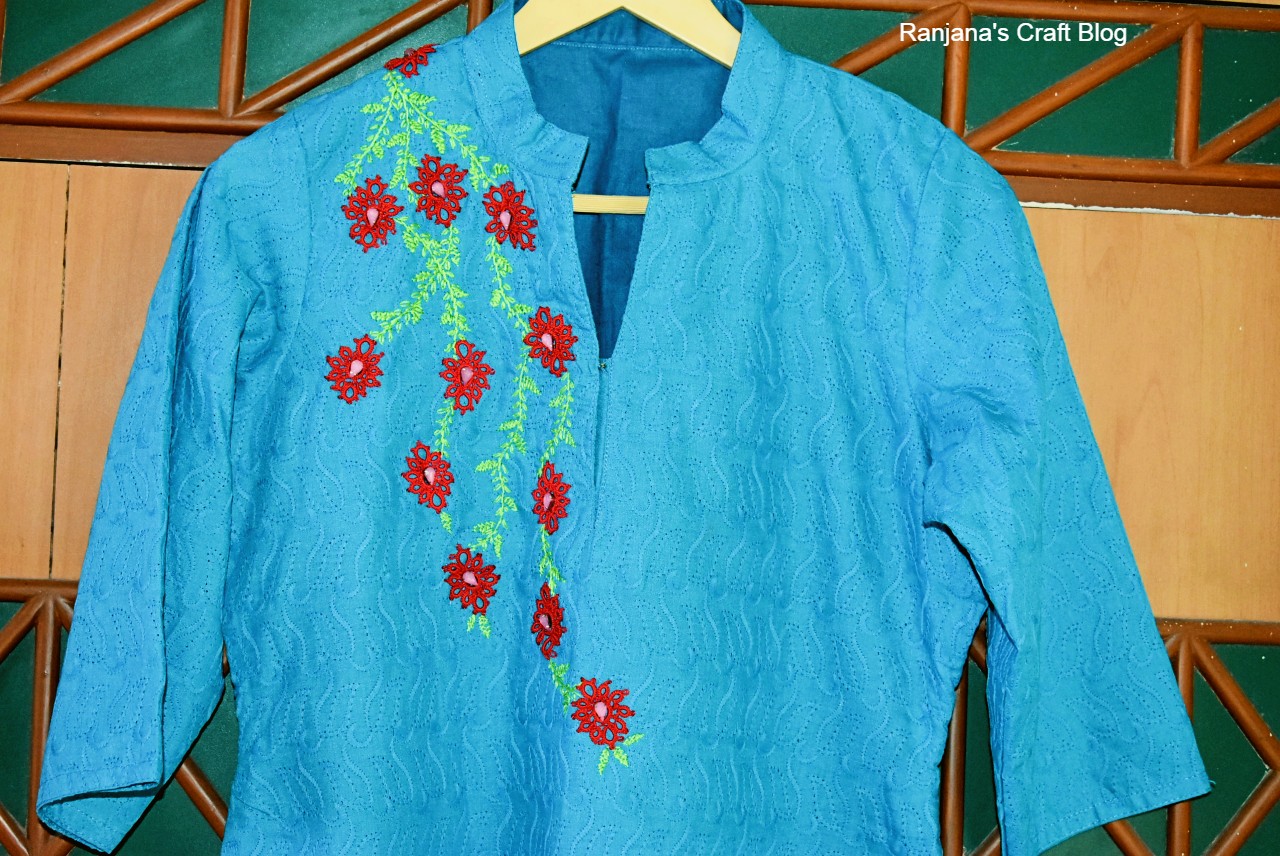 Tatting and embroidery- Neck design - Ranjana's Craft Blog