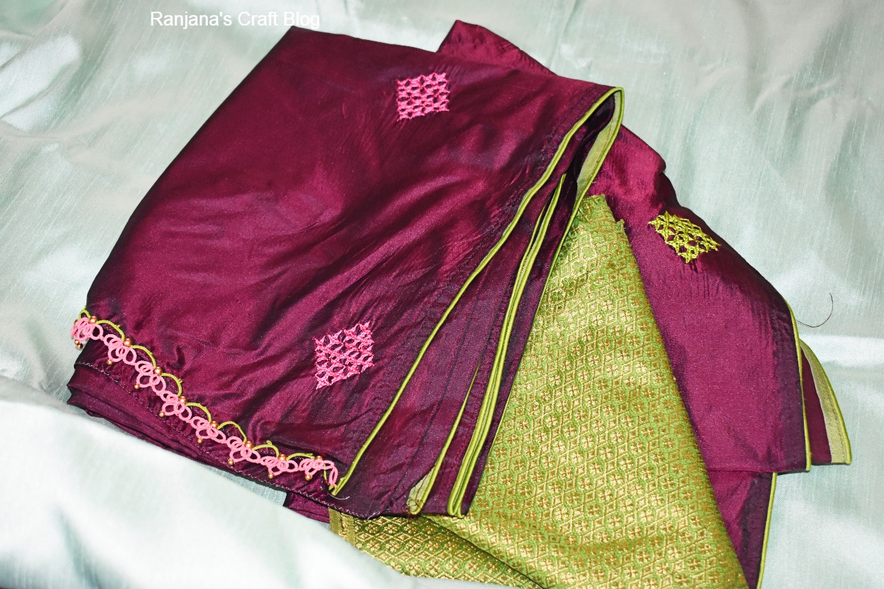 kutch work saree - with simple Kutch work motif - Ranjana's Craft Blog